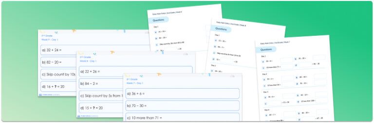 [FREE] Daily Math Drills Weeks 7 to 12 2nd Grade