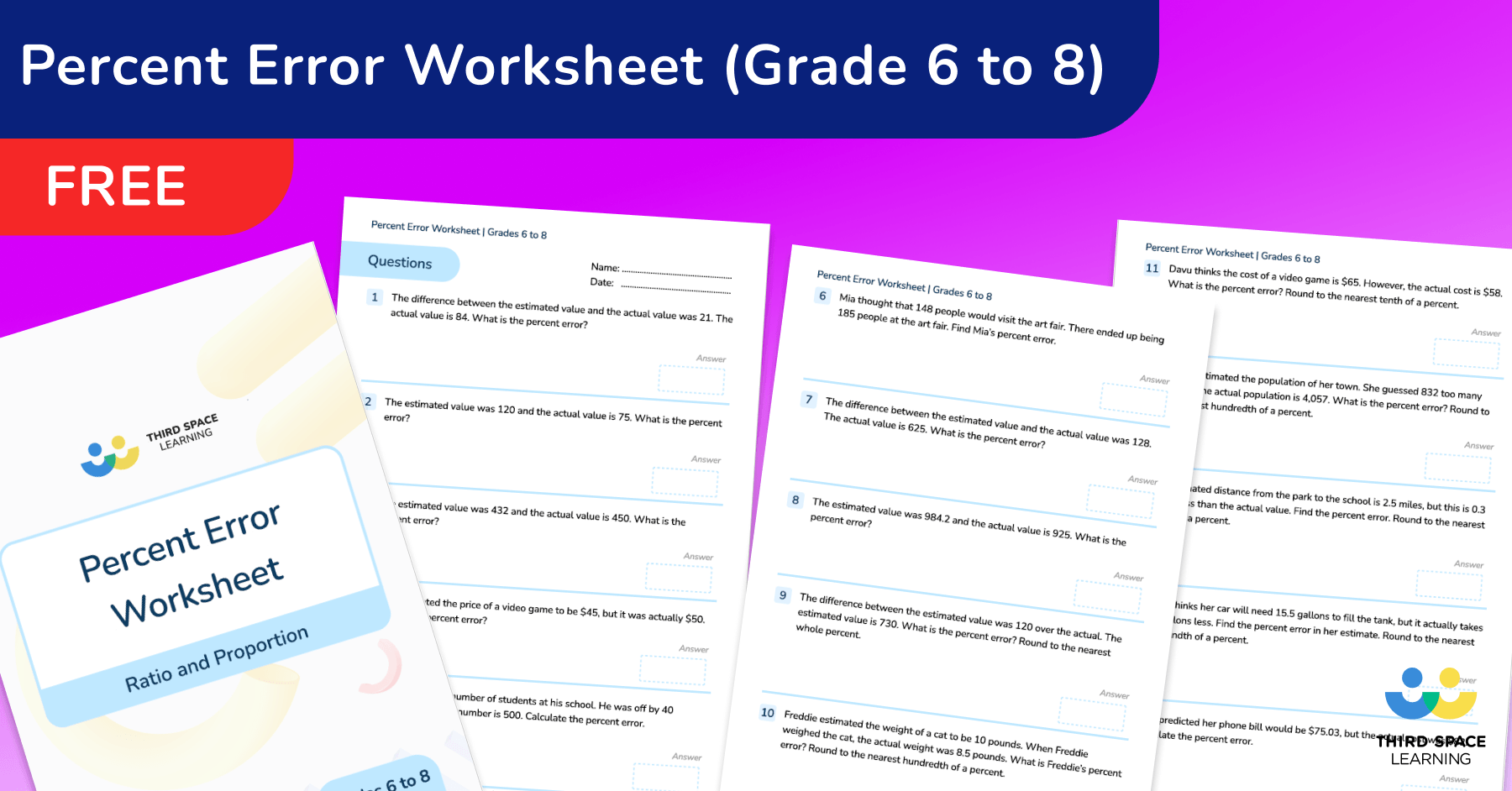 [FREE] Percent Error Worksheet