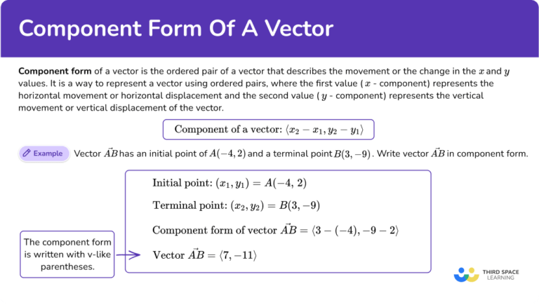 Component Form of a Vector - Math Steps, Examples & Questions