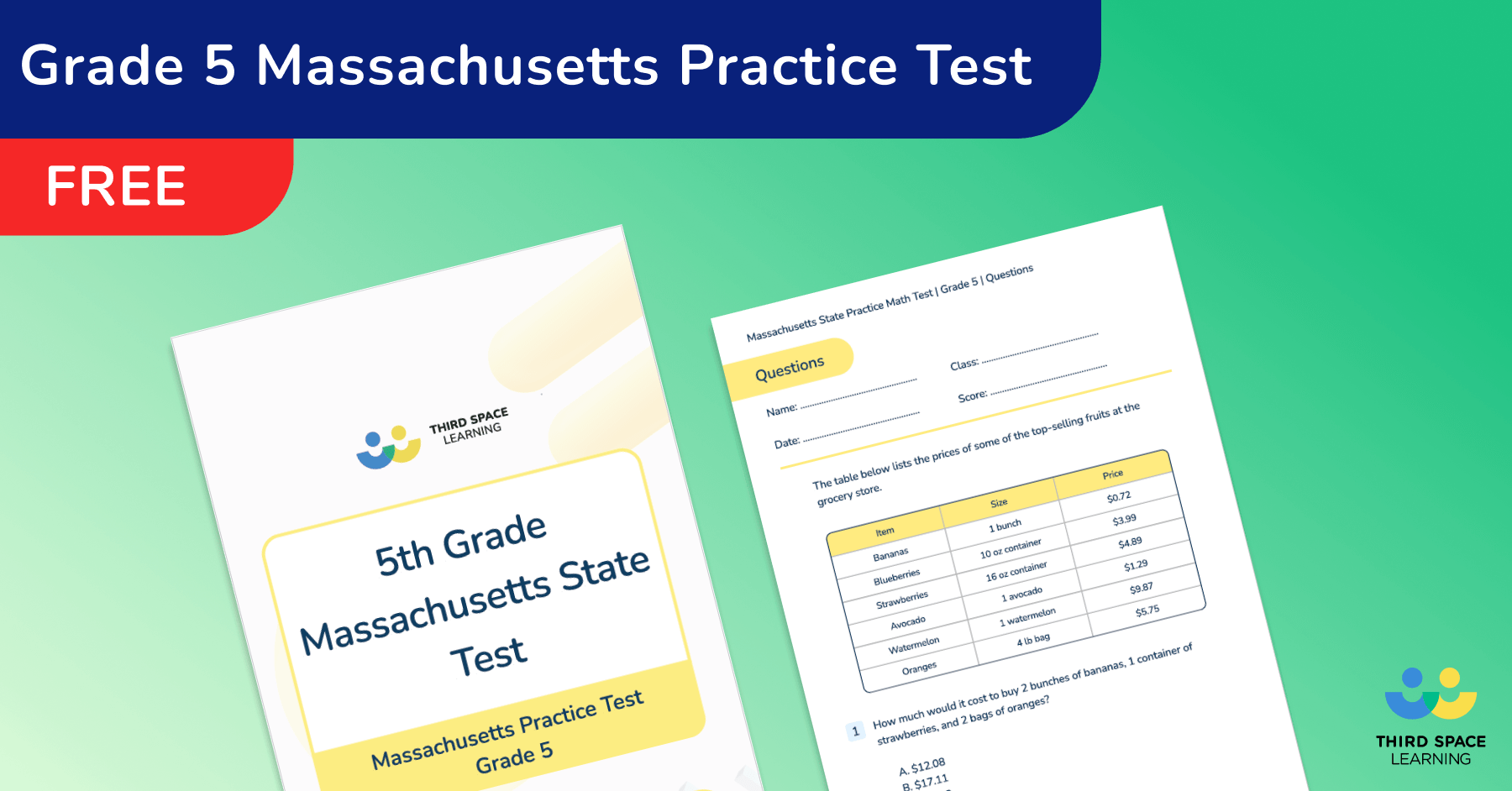 [FREE] MCAS Practice Test 5th Grade