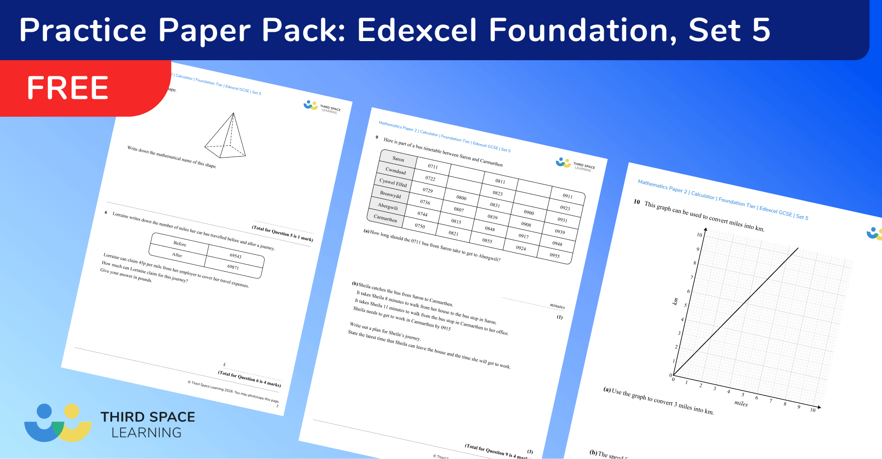 Edexcel Maths Foundation Papers: Set 5 (2026) - Third Space Learning